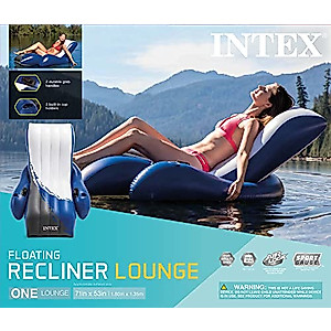 Intex Floating Recliner Inflatable Lounge, 71in X 53in, Multicolor