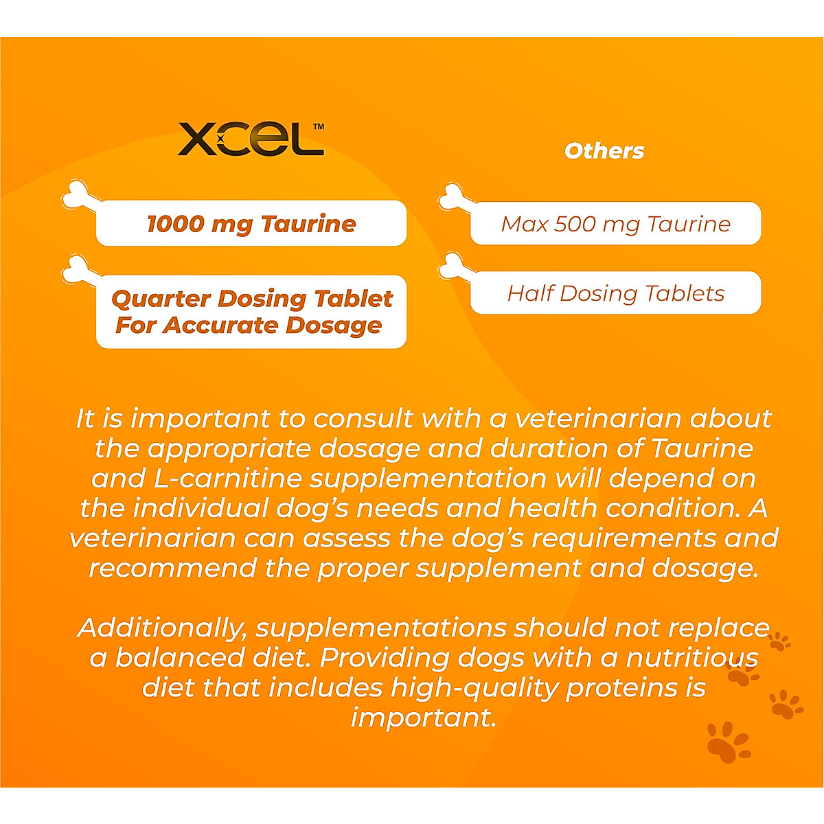 1000 mg Quarter Dosing Taurine Supplement with L Carnitine for Dogs, Supports Heart, Cardiovascular Health, Supports Eye Health