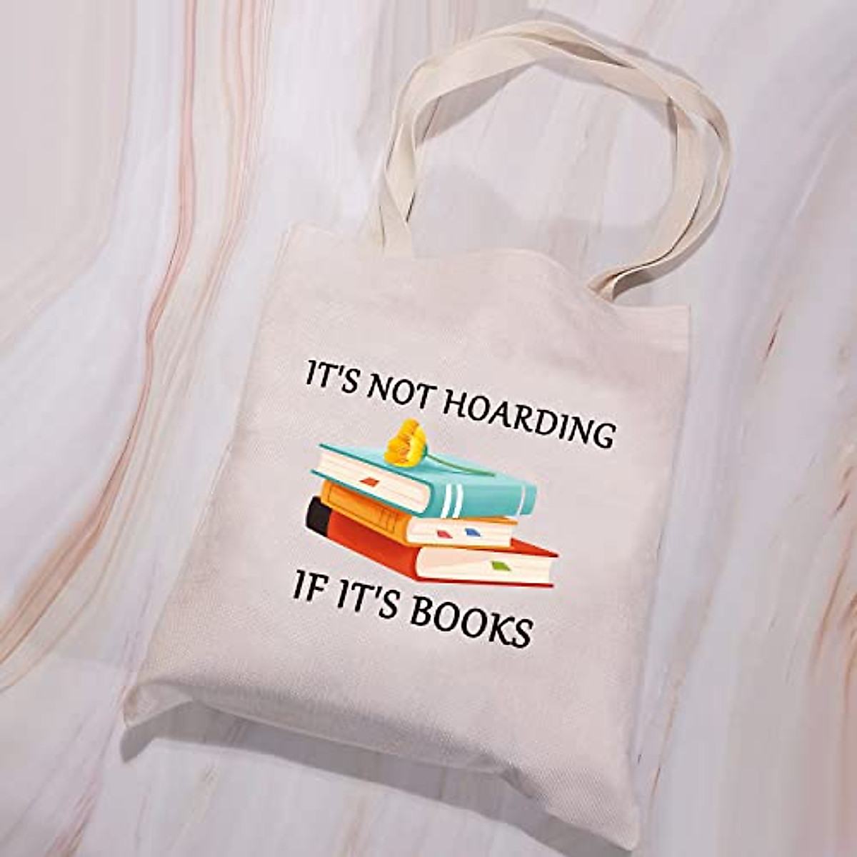VAMSII Book Tote Bag Book Lovers Gifts it's not Hoarding if it's Books Shoulder Bag Librarian Gifts Bookworm Gift Bag (it's not hoarding if it's Books)