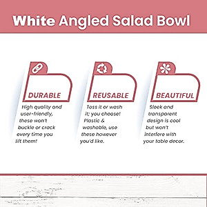 PARTY BARGAINS Angled Plastic Bowls - [5 Pack] White, Heavy-duty Premium Quality Large Serving Bowl, Excellent for Weddings, Baby & Bridal Showers, Parties & More