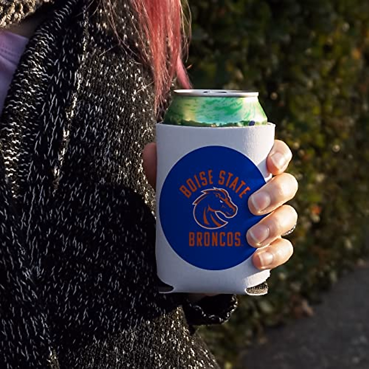 Boise State University Broncos Logo Can Cooler - Drink Sleeve Hugger Collapsible Insulator - Beverage Insulated Holder