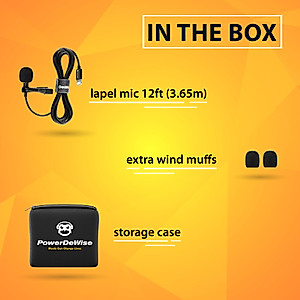 PowerDeWise Professional Wired Lavalier Lapel Microphone for iPhone, iPad - Omnidirectional Condenser Recording Mic for Video Podcast Vlog YouTube