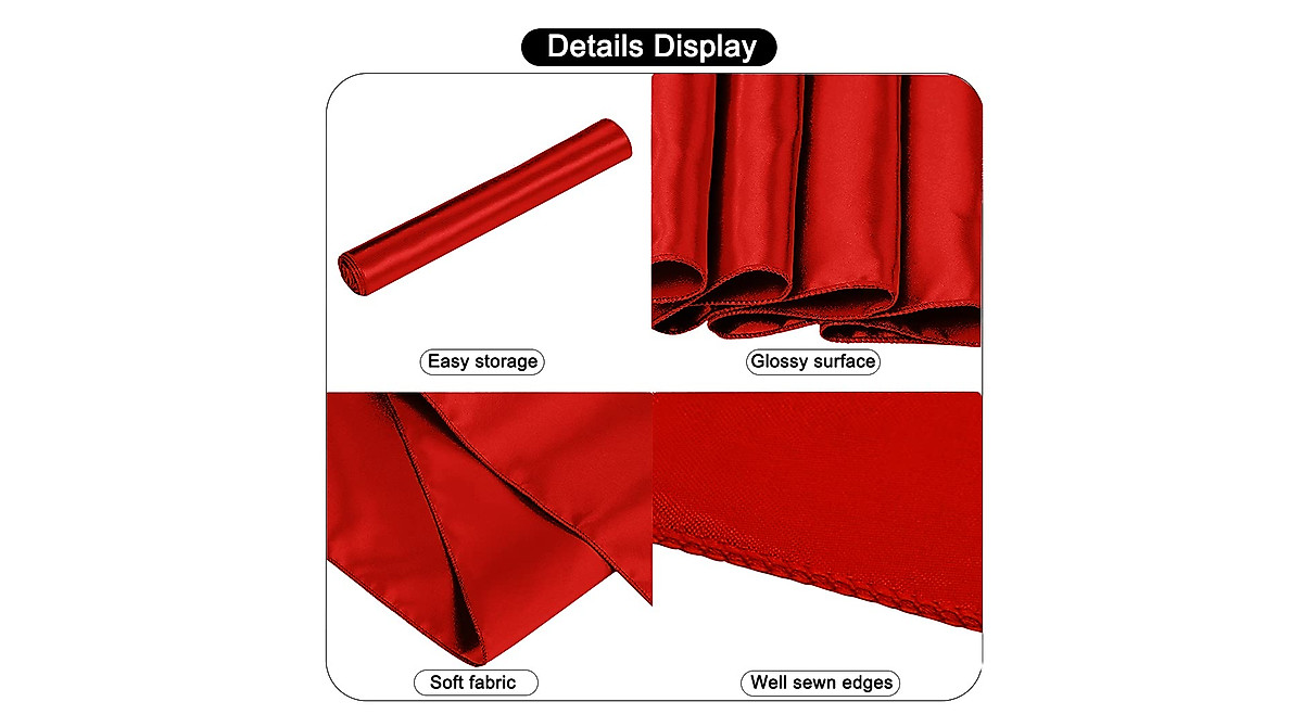 Sunfiy Red Satin Table Runners - 12 Pack for Events