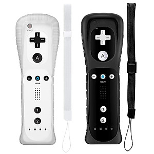 MOLICUI Wii Controller 2 Pack, Wii Remote Controller Compatible with Nintendo Wii and Wii U, Wii Controller with Silicone Case and Wrist Strap(No Motion Plus)