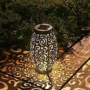 esgarden Solar Light Outdoor Hanging Solar Lantern Gardening Gifts Garden Outdoor Handle Retro Metal Waterproof Patio Yard Pathway Decorative Mother's Day 1 Pc Bronze