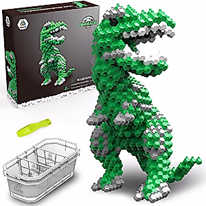 KADELE Fun Dinosaur Building Set 421PCS, Green T-Rex Creative Educational Toys Boys Girls 8+, Animal Figures Building Kit Model Jurassic Dino Blocks Toy Dispaly Gifts for Kids & Adults