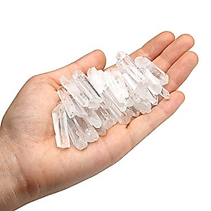 Top Plaza 0.44lb Bulk Irregular Shape Polished Clear Quartz Crystal Points 0.59-1.57'' Natural Tumbled Stones for Decor Reiki Crystal Chakra Cealing