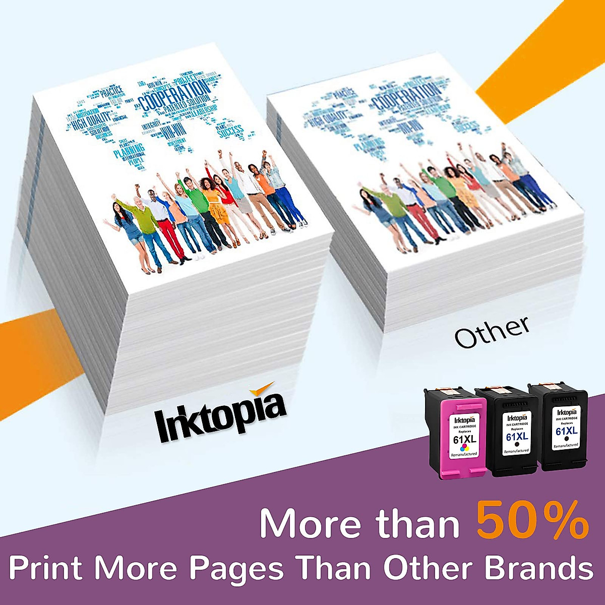 Inktopia 3 Pack Remanufactured Ink Cartridges Replacement for HP 61XL 61 XL (2 Black 1 Tricolor) Used in HP Officejet 4630 4632 4635 Deskjet 1010 2549 2540 3050 Envy 5530 4500 4501 Printer