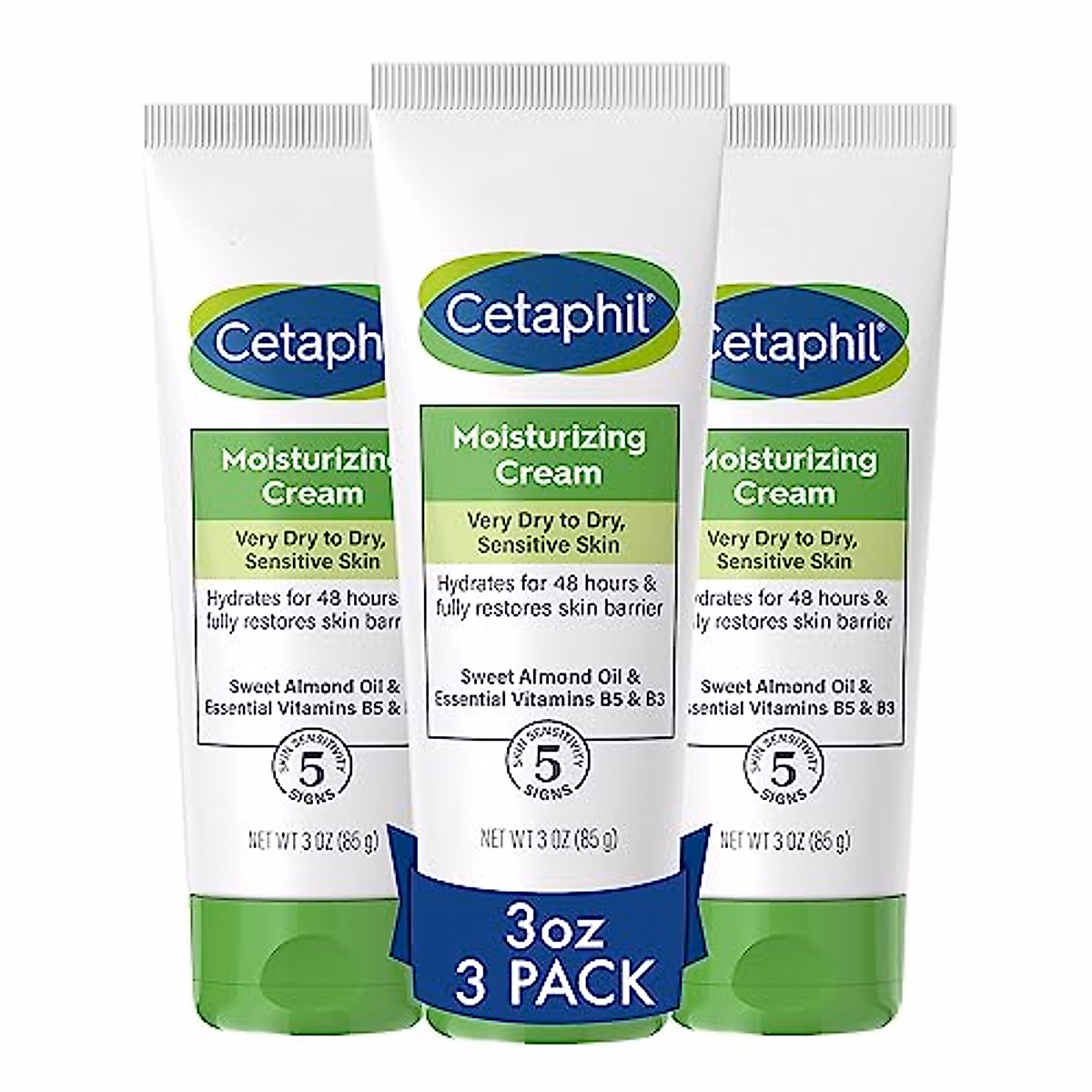 Cetaphil Body Moisturizer, Hydrating Moisturizing Cream for Dry to Very Dry, Sensitive Skin, NEW 3 oz Pack of 3, Fragrance Free, Non-Comedogenic, Non-Greasy