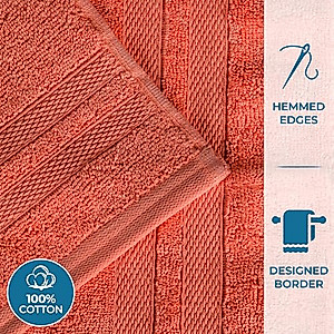 Superior Ultra-Soft 6-Piece Cotton Towel Set, Includes 2 Bath Towels, 2 Hand Towels, and 2 Washcloths for Bathroom, Guest Room, Quick Dry, Daily Use Home Essential Towels - Tangerine