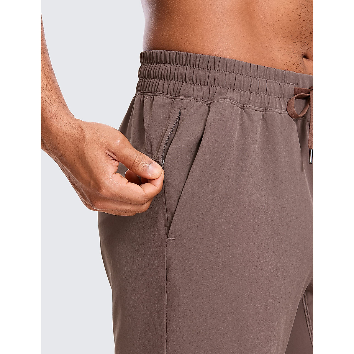 CRZ YOGA Men's Linerless Workout Shorts - 9'' Quick Dry Running Sports Athletic Gym Shorts with Pockets Brown Rock X-Large