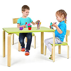 BETTARY Kids Bentwood Curved Back Table & Chair Set, Premium Toddlers Wood Furniture for Kids Reading, Arts, Crafts, Homework, Snack Time, Ideal for Daycares Playroom Home Classroom (Green)