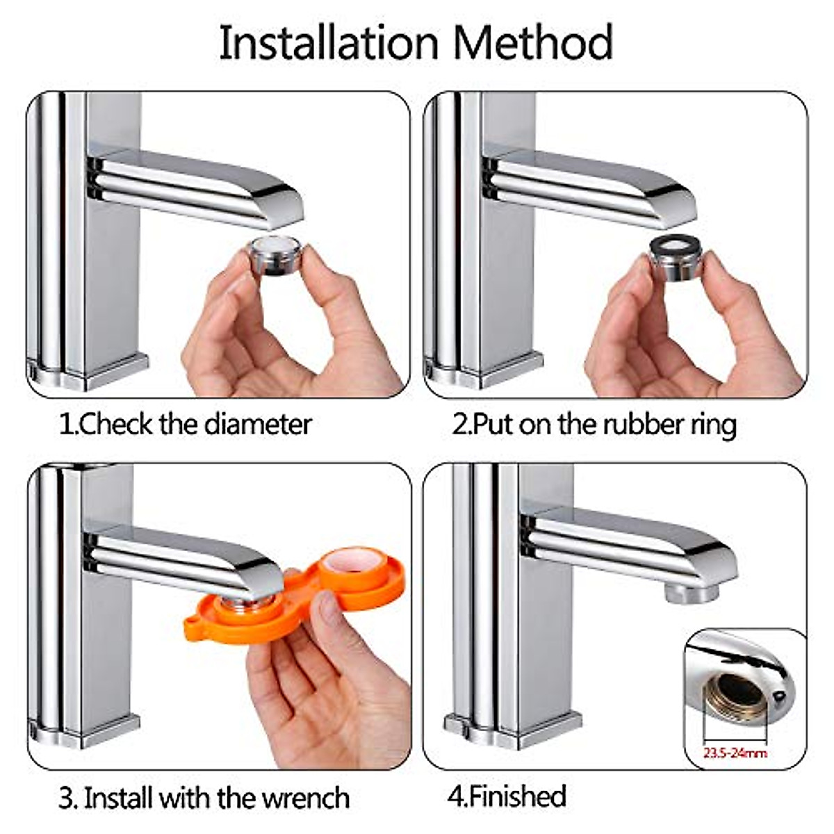 KWOKWEI M24 Sink Aerator Replacement Parts - 12 PCS Brass Shell Aerators with 15/16-Inch Male Threads for Kitchen & Bathroom Faucets