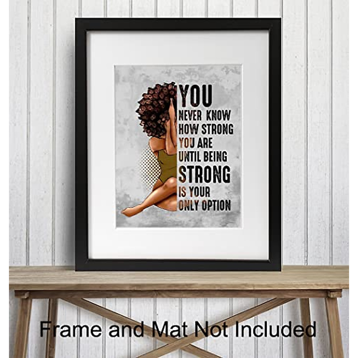 Inspirational African American Wall Art & Decor - Black Art - Encouragement Gifts for Women Woman - Uplifting Positive Quotes - Afro Girl - Motivational Posters - Bedroom Living Room Home Office