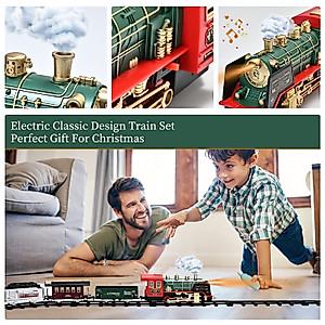 Fortikpo Train Set - Rechargeable Battery and Remote - Around The Christmas Tree with Water Steam, Music & Lights - Electric Train Toy Gift Toys for Age 3 4 5 6 7 8+ Kids Toddlers