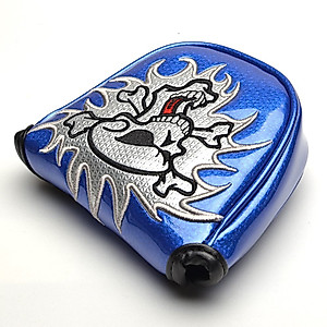 GOOACTION Skull Golf Club Heel Shafted Mallet Putter Cover Magnetic Closure Design Synthetic Leather Putters Headcover Blue