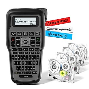 Handheld Label Maker Machine with Keyboard - E1000 Pro Portable Label Maker, Label Makers with QWERTY Keyboard, Label Printer with Type-C Cable, Easy Labeler for Industrial, Home, Office Organization