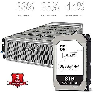 HGST Ultrastar He8 HUH728080ALE604 0F23668 / 0F25721 8TB 7,2K RPM SATA 6Gb/s 128MB 3.5 inches HDD 512E (Renewed)