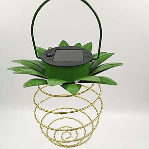 JFRISING 2 Pack 60 LEDs Solar Pineapple Lighting Lantern,Metal Pineapple Solar Powered Garden Outdoor Waterproof Hanging Lantern, Home Decorative for Patio Yard Porch Path