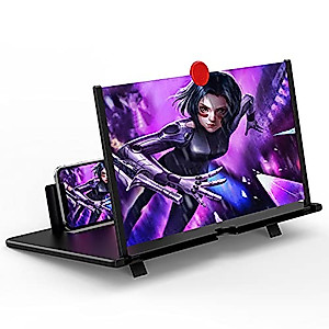 Fanlory 12" Screen Magnifier –3D HD Mobile Phone Magnifier Projector Screen for Movies, Videos, and Gaming–Foldable Phone Stand with Screen Amplifier–Supports All Smartphones(Black)