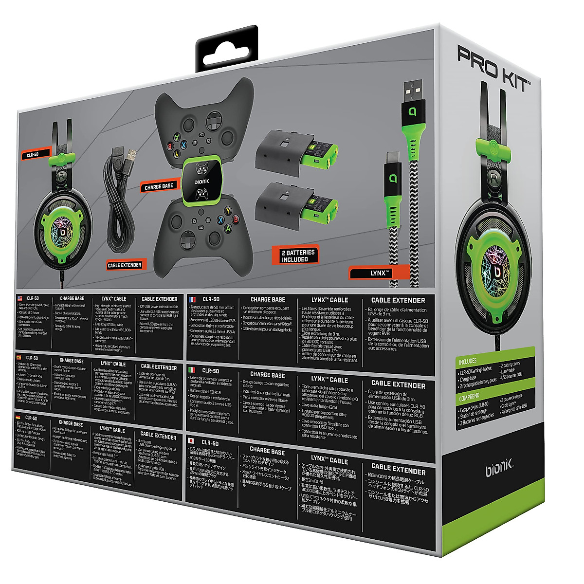 Bionik Pro Kit for Xbox Series X/S: Powerful 50Mm Driver Gaming Headset -Controller Charge Base -Two Battery Packs -Lynx Cable & USB Cable - Xbox Series X