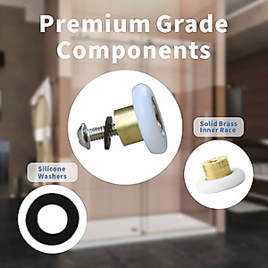 Luxmool 8pcs Shower Door Rollers Replacement, 19mm Shower Door Replacement Parts, Brass rv Shower Door Wheels, Sterling Shower Door Parts