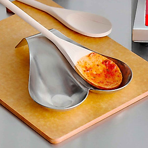 TableCraft Products HB2 Double Spoon Rest, Stainless Steel Brushed