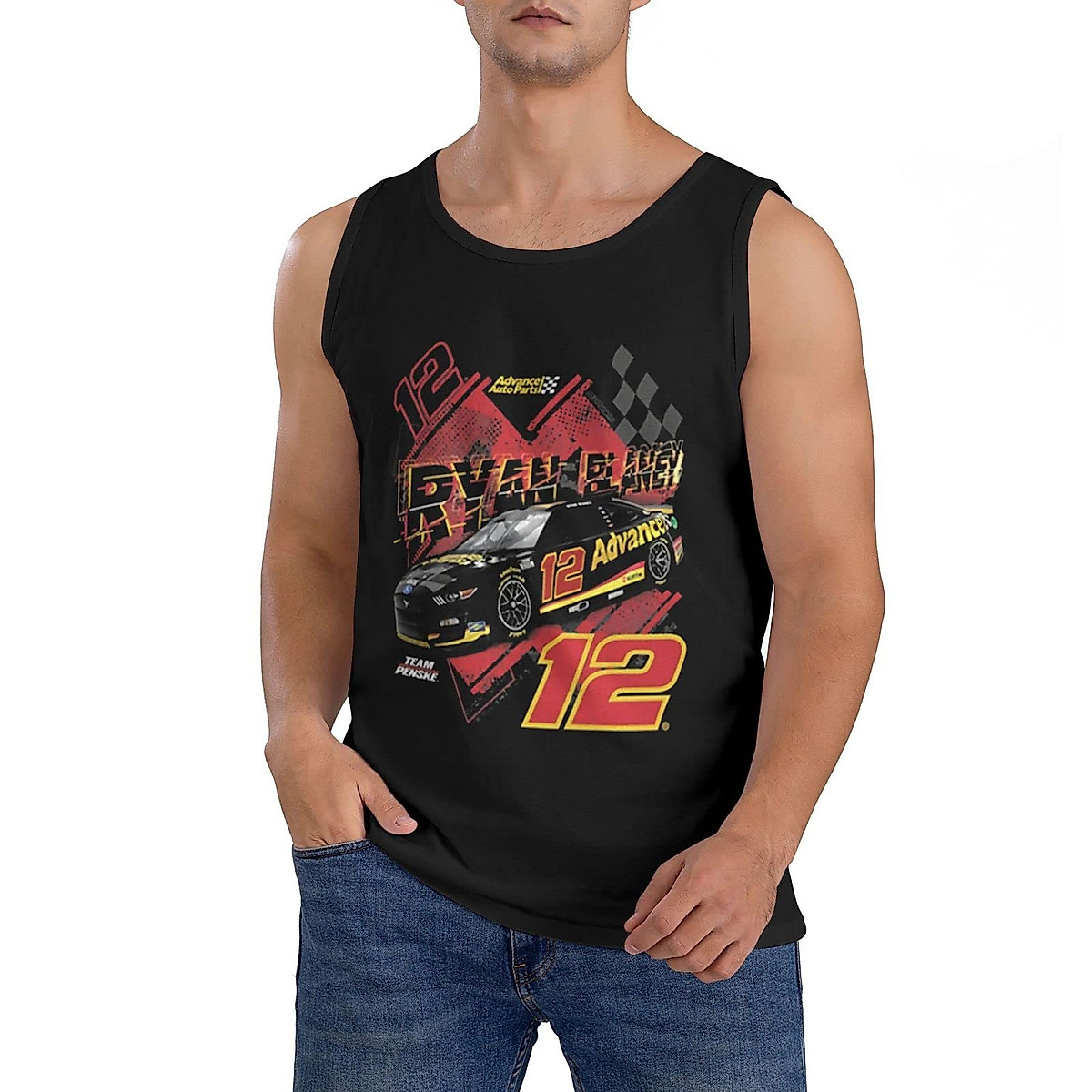 ASFRSH Ryan Blaney 12 Men Sleeveless Garment Sport T-Shirt Athletic Undershirt Tank Top Shirt Quick Dry Men's Tee Black
