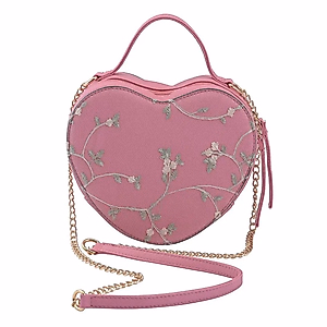 Shop LC Cute Pink Heart Purse for Women, Faux Leather Heart Shaped Crossbody Bags, Zipper Closure Shoulder Aesthetic Bag Valentines Day Gifts