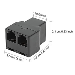 Uvital RJ12 6P6C 1 Female to 2 Female Telephone Line Splitters, Telephone Landline Cable Connector and Separator(Black,4 Pack)