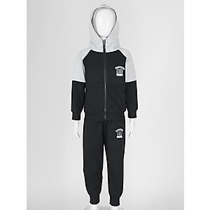 Jugaoge Kids Boys Hoodie Sweatshirts and Sweatpants Jogger Set 2 Pieces Tracksuit Sweatsuit Fall Outfit Black 7-8 Years