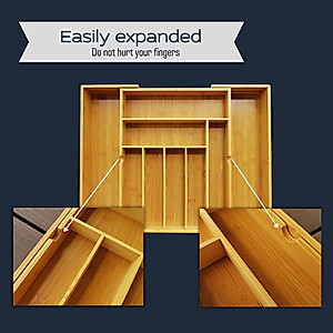 Bamboo Kitchen Drawer Organizer, Silverware Organizer, Flatware Organizer, Expandable, Non-Slip - 9 Grids, Kitchen Utensils and Flatware Holder, Cutlery Tray With Dividers M2 Home And Kitchen Ware