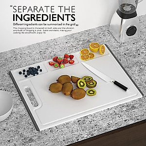 Cutting Boards for Kitchen – Large Plastic Kitchen Cutting Board, Dishwasher Safe Thick Chopping Board with Juice Grooves, for Meat, Fruits, Veggies, Easy Grip Handle, Non-Slip (Grey)