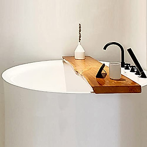 Bathtub Tray Caddy, Natural Wood Bath Tray for Tub, Portable Soap Dish Book Wine Glass Phone Holder for Bathroom Living Room Shelf (90x30x5cm, Rosewood)