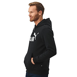 PUMA Men's Essentials Logo Fleece Hoodie (Available, Cotton Black, 3X-Large Big Tall