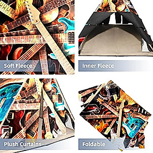 RATGDN Small Pet Hideout Electric Guitars Background Hamster House Guinea Pig Playhouse for Dwarf Rabbits Hedgehogs Chinchillas