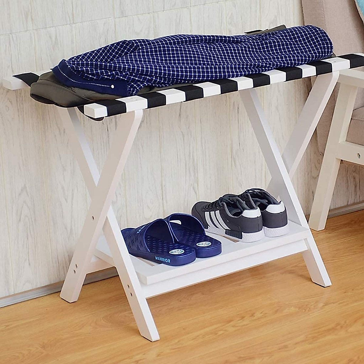 ELEdvb Luggage Rack Hotel Luggage Rack Hotel Room Foldable Solid Wood Suitcase Holder Luggage Rack Shelving Suitcase Backpack