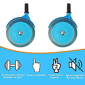 BAYWYI Baby Walker Wheels Replacement, Set of 2, Big Wheels, Baby Walker Accessories, Plastic Rubber Wheels Casters, Universal Wheels (H-Blue)