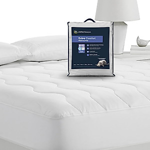 Serta Air Dry Extra Comfort Microfiber Fill Cooling Fitted Mattress Pad Cover, Twin, White