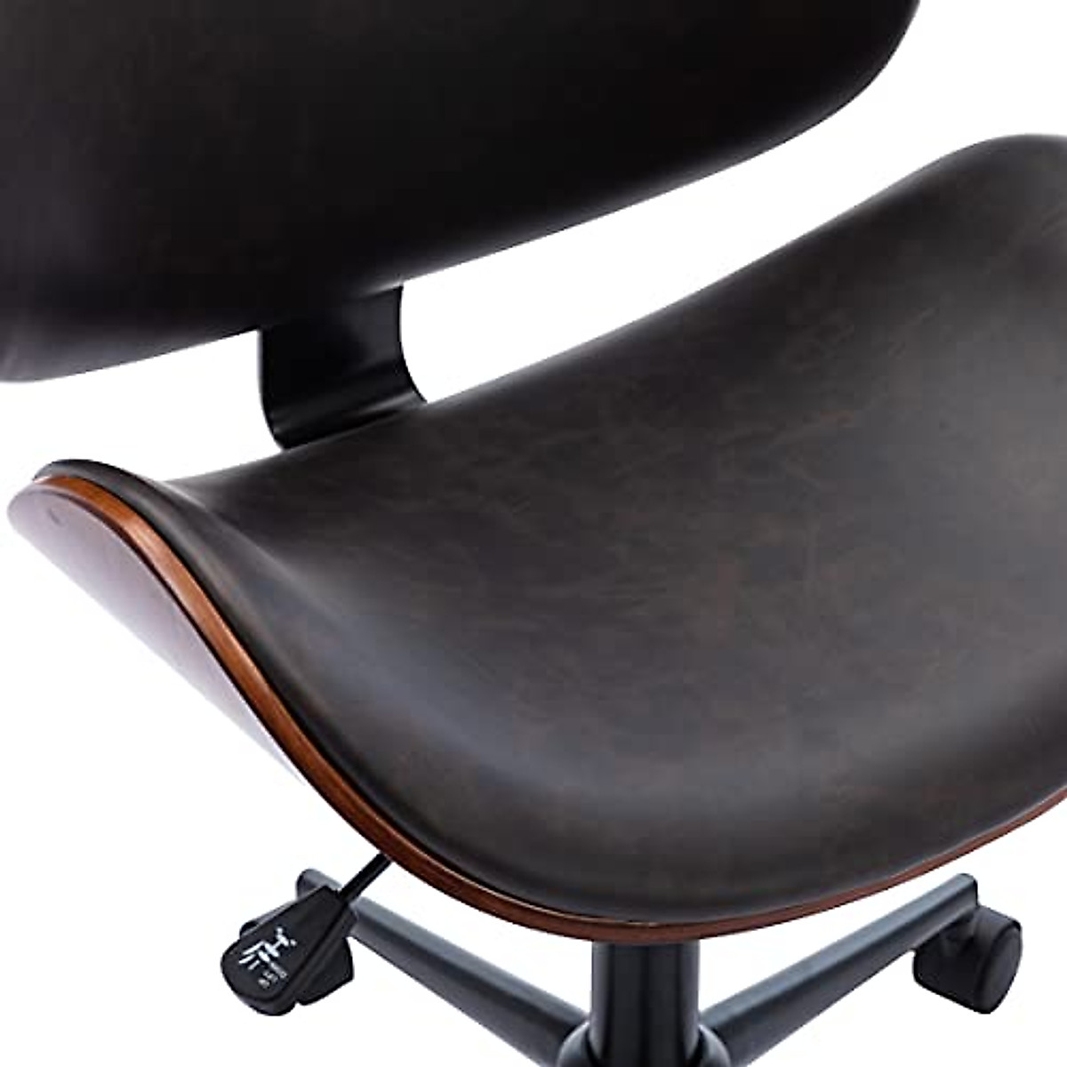 JOYBASE Home Office Desk Chair, Bentwood and Leather Swivel Chair, Adjustable Heigh, Brown