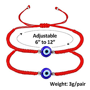 Handmade String Red evil eye bracelets blue evil eye jewelry bracelet for women men teen girls boy pack of 2 braclets mal de ojo bracelets ojo turco pulsera (2 Red with silver bead)