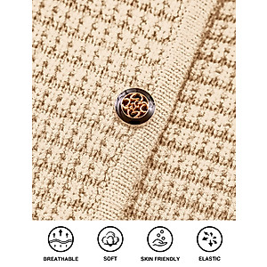 PRETTYGARDEN Women's Knit Cardigan Sweaters Fall Fashion Long Sleeve Open Front Button Down Trendy Casual Sweater Jacket (Beige, Large)