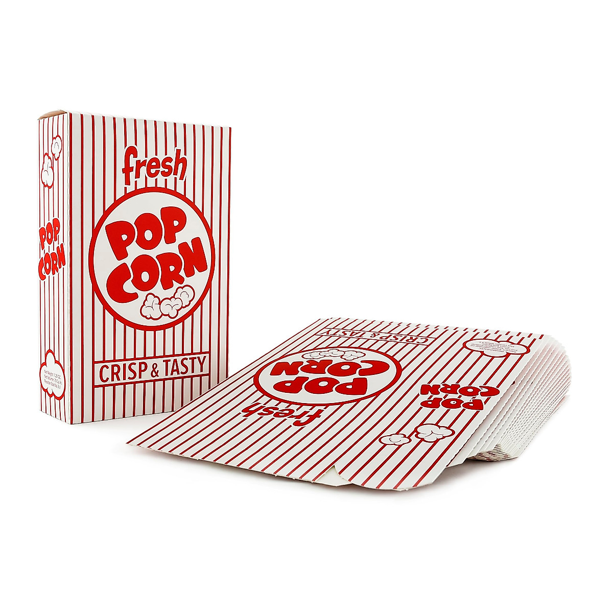 Snappy 3J Red and White Close Top Popcorn Boxes, 1.25 Oz, 25 Count