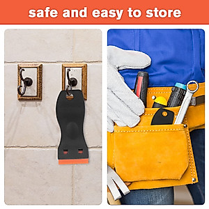 Ainiv Plastic Razor Blade Scrapers, Scraper Tool with 20PCS Blades, Multi-funtional Cleaning Razor Scraper for Removing Stickers, Labels, Caulk, Adhesive, Paint Removal-Black&Orange