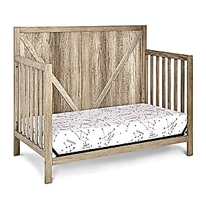 Pvillez Convertible Crib, 4-in-1 Convertible Crib, Farmhouse Style Baby Crib Converts to Toddler Bed, Daybed and Full Size Bed, Easy Assembly (Vintage Chestnut)