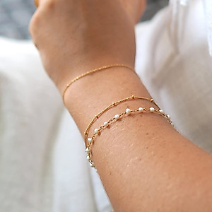 Dainty Satellite Chain Bracelet,Simple Delicate Stacking Satellite Chain Link Bracelets for Women