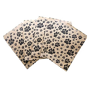 N'ice Packaging 100 Bags Flat Plain Paper or Patterned Bags for candy, cookies, merchandise, pens, Party favors, Gift bags (5" x 7", Paw Print)