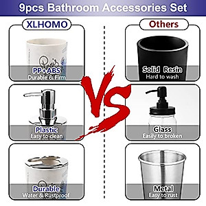 Bathroom Accessories Set Complete with Paris Tower Shower Curtain,9 Piece Bathroom Sets with Toothbrush Holder,Toothbrush Cup,Lotion Soap Dispenser,Soap Dish,Toilet Brush,Trash Can,Qtip Holder