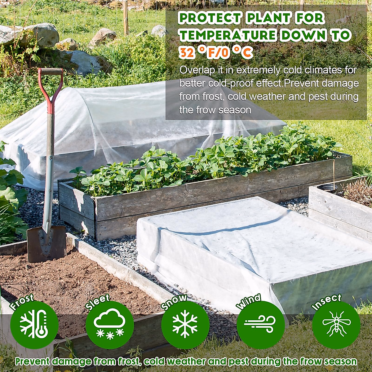 Windyun 4 Pack Plant Covers Freeze Protection Frost Cloth Thick Frost Blankets Floating Row Cover Plant Cover for Winter Cold Weather Outdoor Garden Plants Frost Snow Protection(White, 7 x 25 ft)