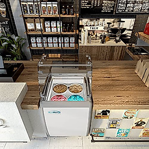 Koolmore 26 inch Commercial Ice Cream Dipping Cabinet Display Case with Sneeze Guard, 4 Large Displayed Tubs, Sliding Glass Door, [5.7 Cu. Ft.] (KM-26FG)